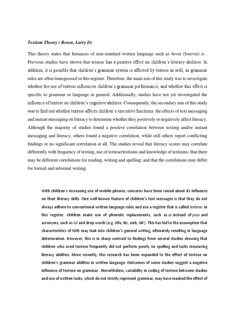 Effects of Textese on Children's Grammar | PDF | Constructivism ...
