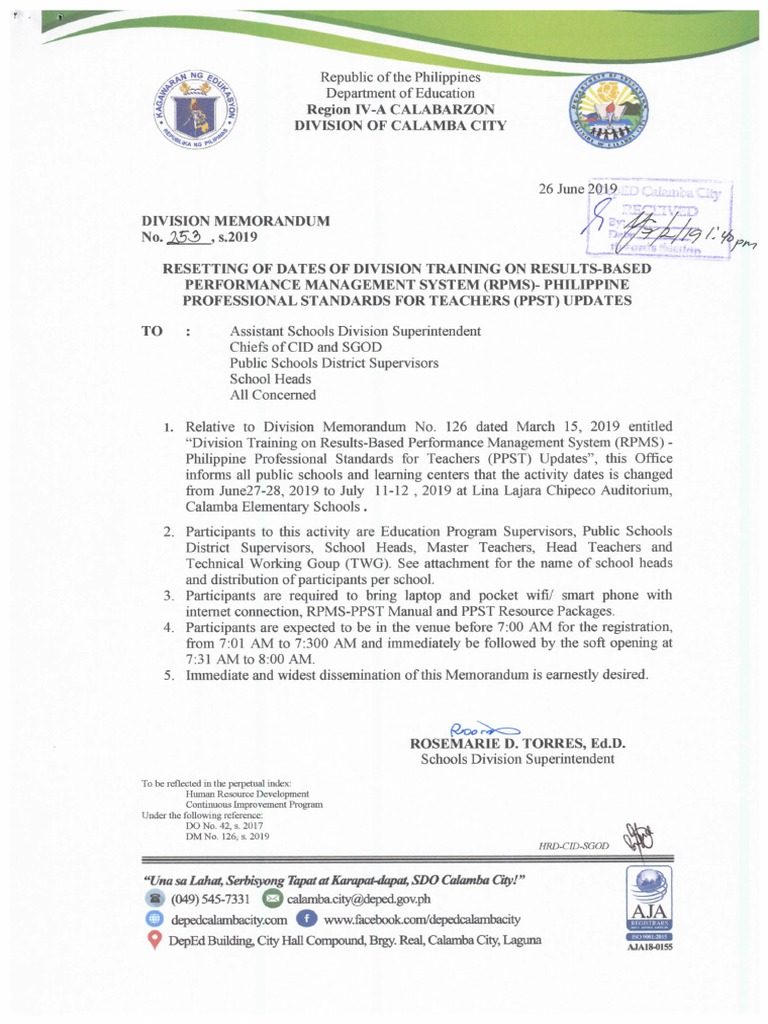 Div Memo No 253, S 2019 | PDF