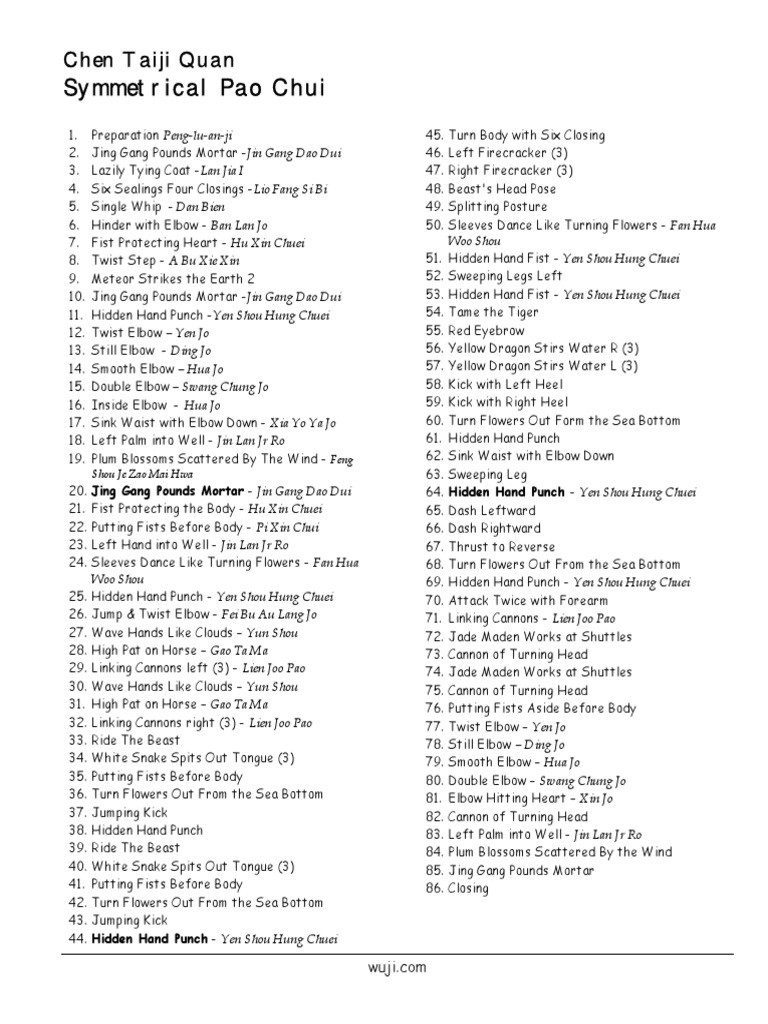 COMBAT TEXT Tai Chi - Chen Taiji Pao Chui Symmetrical | PDF | East ...