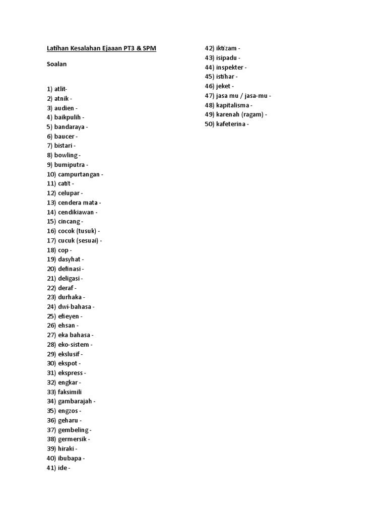 Latihan Ejaan 1 | PDF