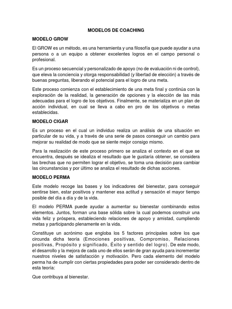 Modelos de Coaching Empresarial | PDF | Bienestar | Vida