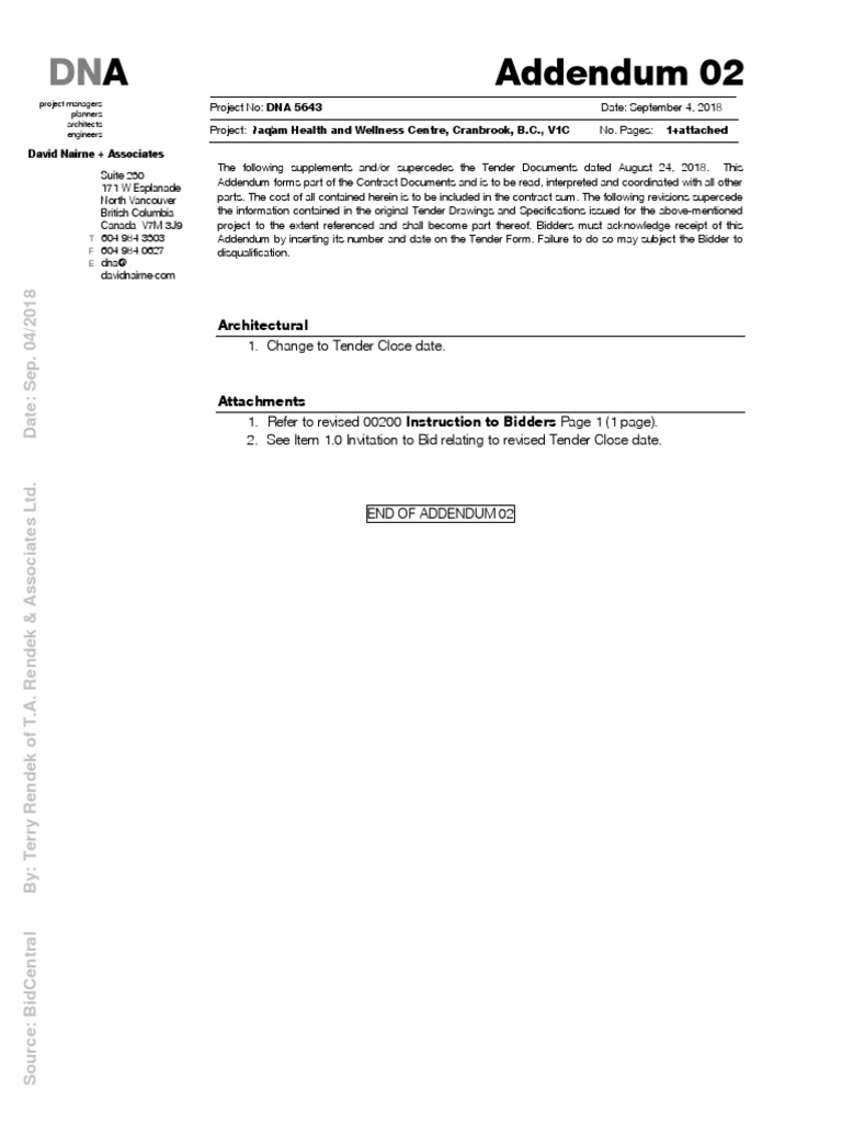 Addendum 02 A: Architectural | PDF | Economic Sectors | Business