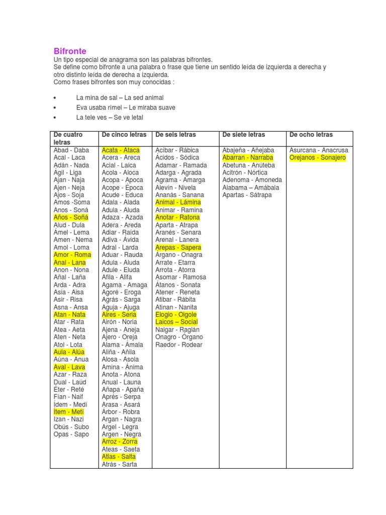 Palabras Bifronte | PDF | Naturaleza