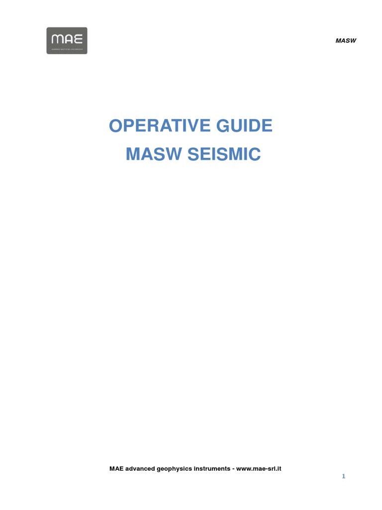 Operative Guide Masw Seismic: MAE Advanced Geophysics Instruments - WWW ...