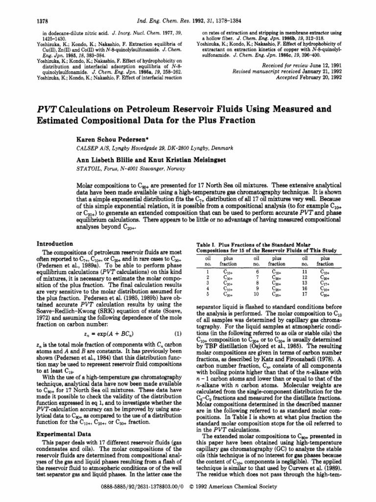 PVT Calculation On Ptetroleum Fluids PDF | PDF | Gas Chromatography | Density