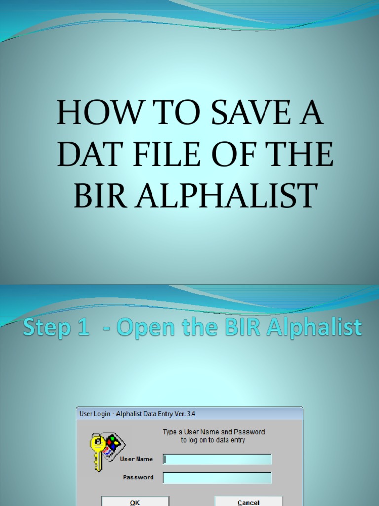 How To Save A Dat File of The Bir Alphalist | PDF