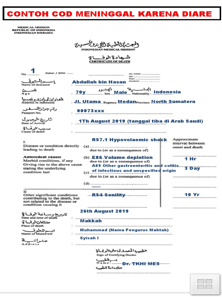 Contoh Cod Meninggal Karena Diare: A09 Other Gastroenteritis and ...