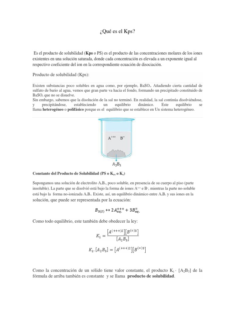 Qué Es El Kps | PDF | Solubilidad | Equilibrio químico