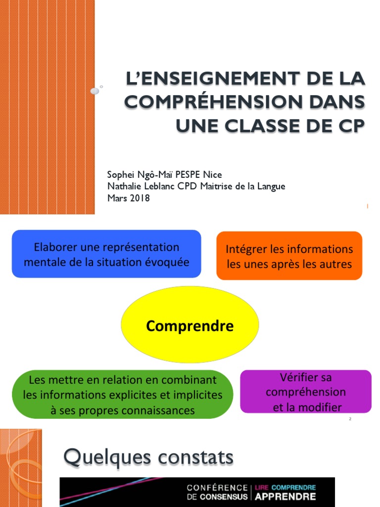 Lenseignement de La Compréhension Dans Une Classe de CP PDF | PDF ...