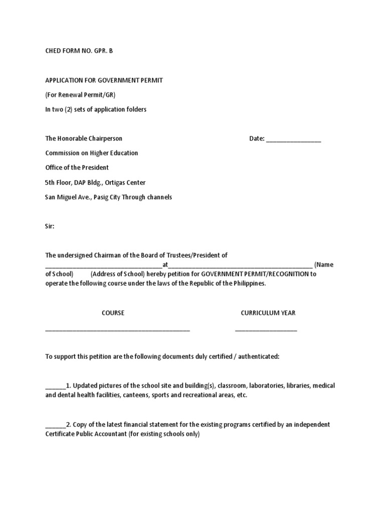 Ched GPR Form | PDF | Board Of Directors | Employment