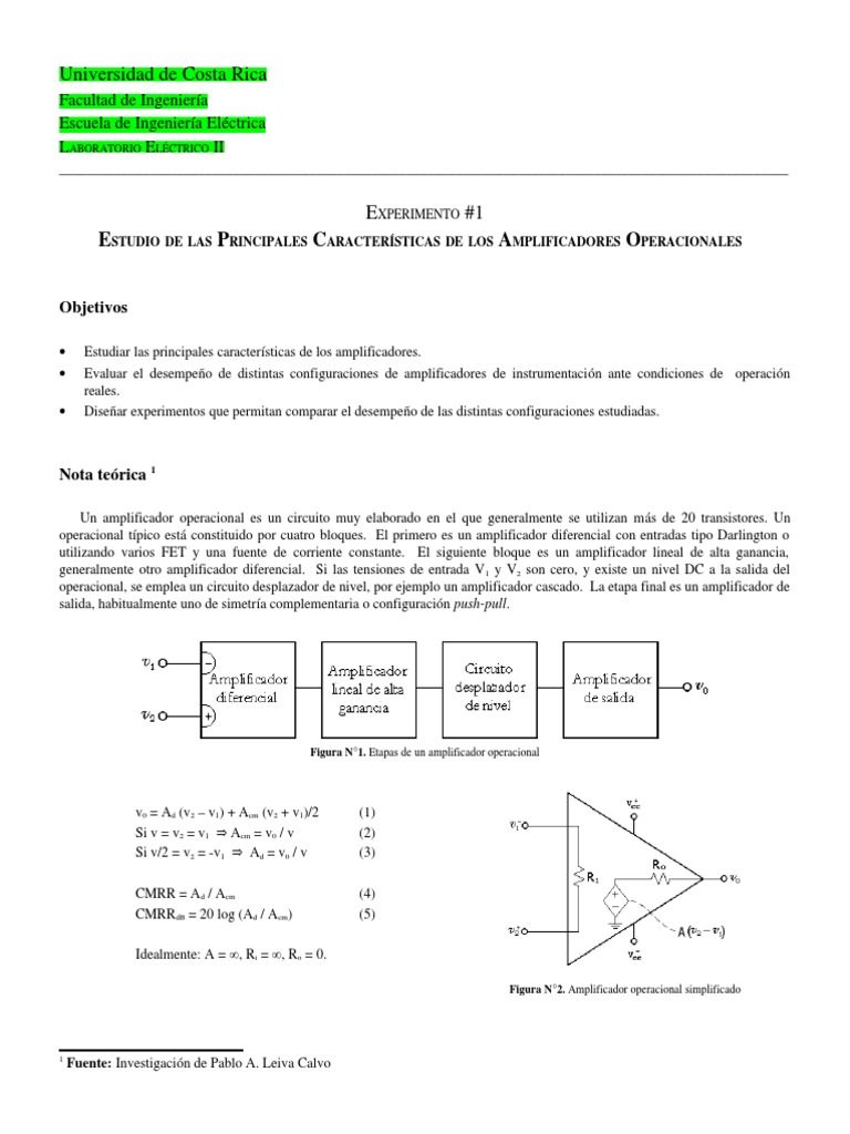 Experimento 1 | PDF | Amplificador operacional | Circuitos electrónicos