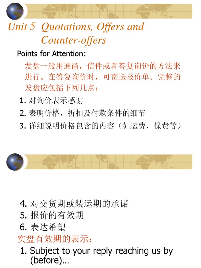 Unit 5 Quotations, Offers and Counter-Offers | PDF | Economies | Business