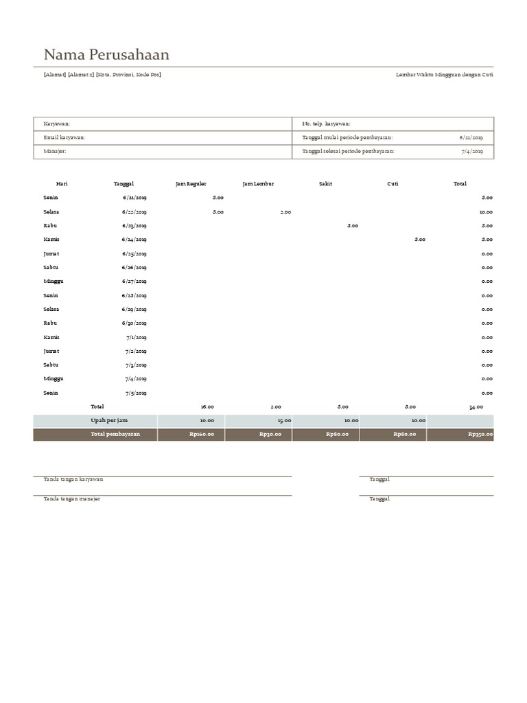 Absen Karyawan Per 2 Minggu | PDF