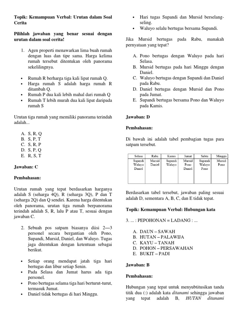 Latihan Soal TPS | PDF