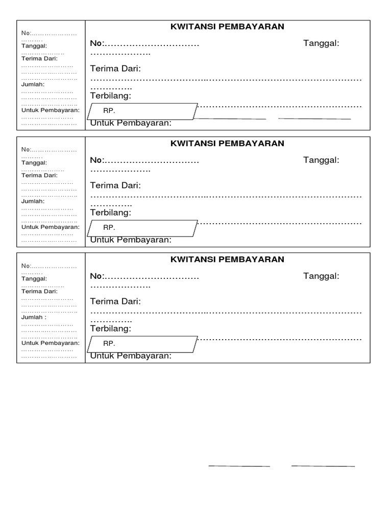 Kwitansi Pembayaran Resmi dan Formatnya | PDF | Pengelolaan Keuangan & Uang