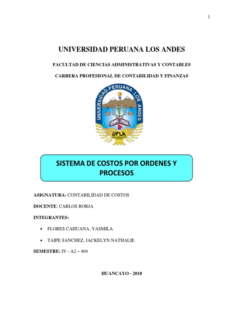 Sistema de Costos Por Ordenes y Procesos | Descargar gratis PDF | Costo | Presupuesto