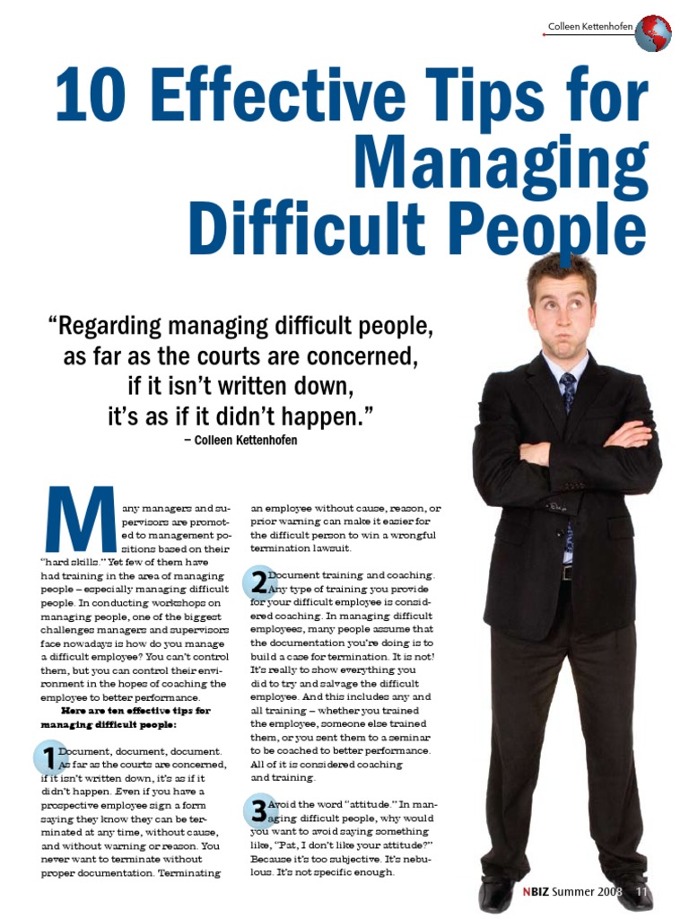 Managing Difficult Employees Effectively | PDF | Psychology ...