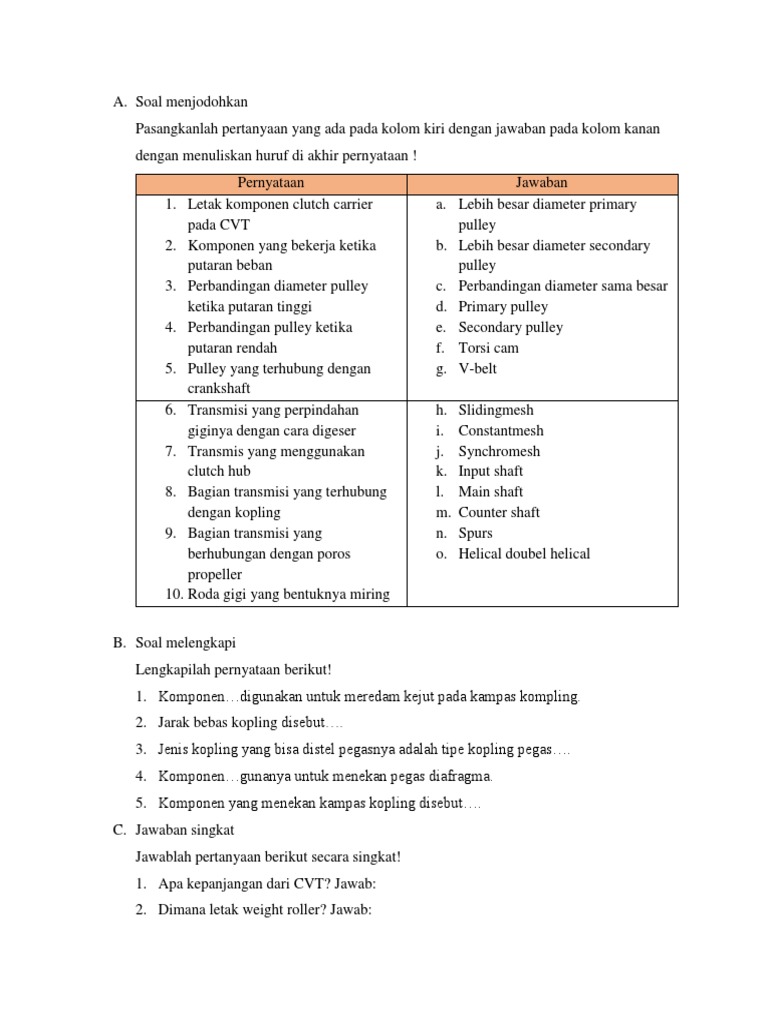 Soal Menjodohkan-1 | PDF