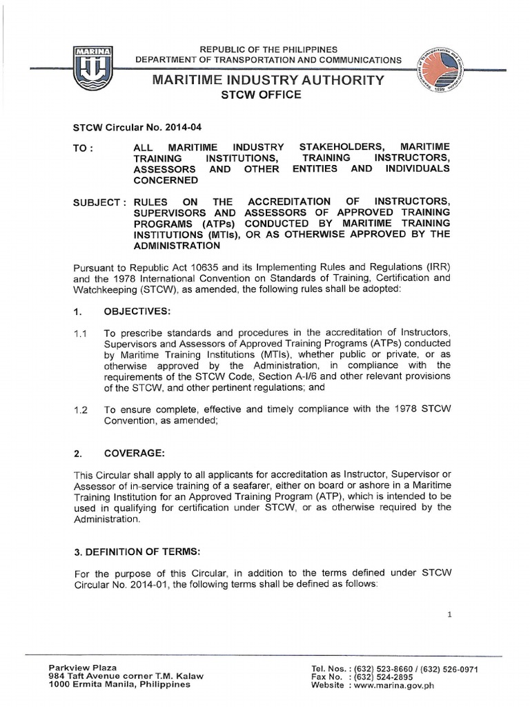 STCW Circular No. 2014 04 | PDF