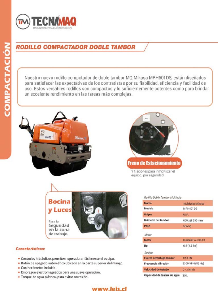 Ficha Técnica Rodillo Compactadora mrh601ds | PDF