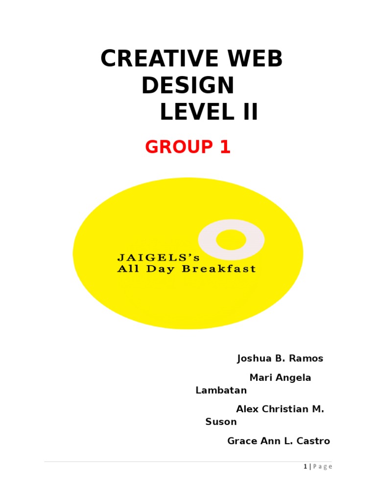Creative Web Design Level Ii: Group 1 | PDF | Food And Drink | Business