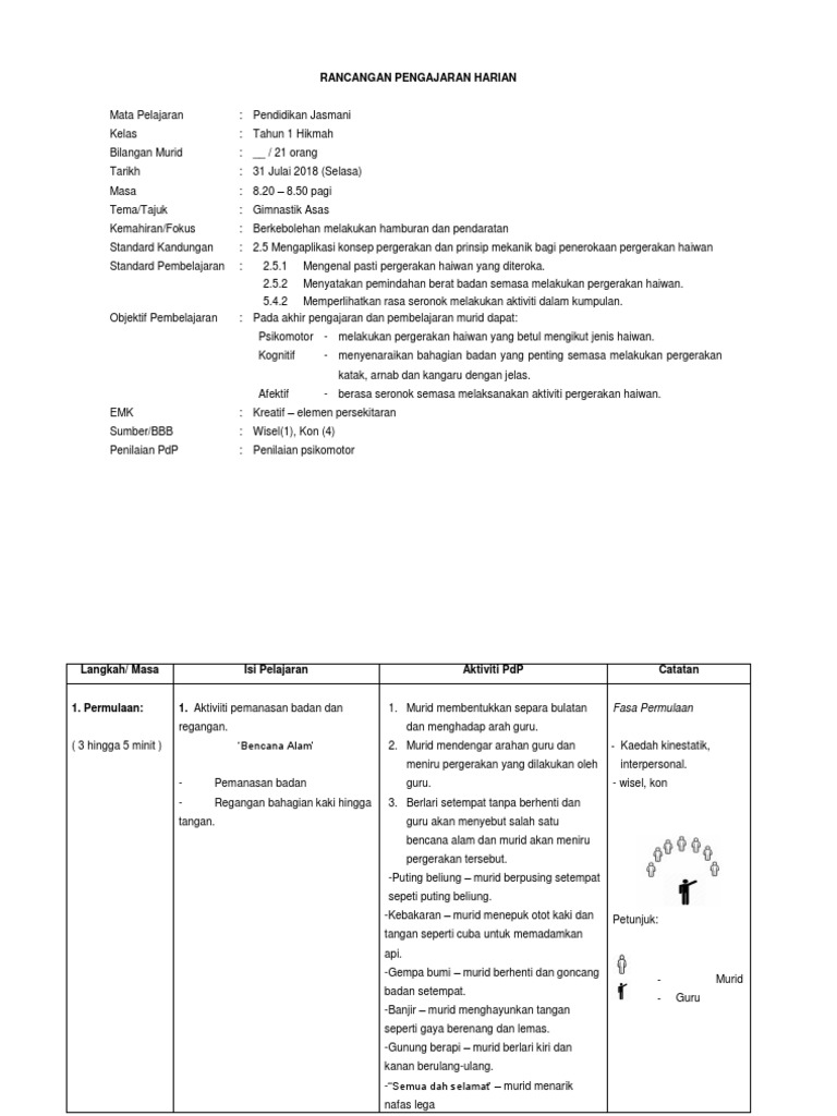 RPH PJ Tahun 1 | PDF