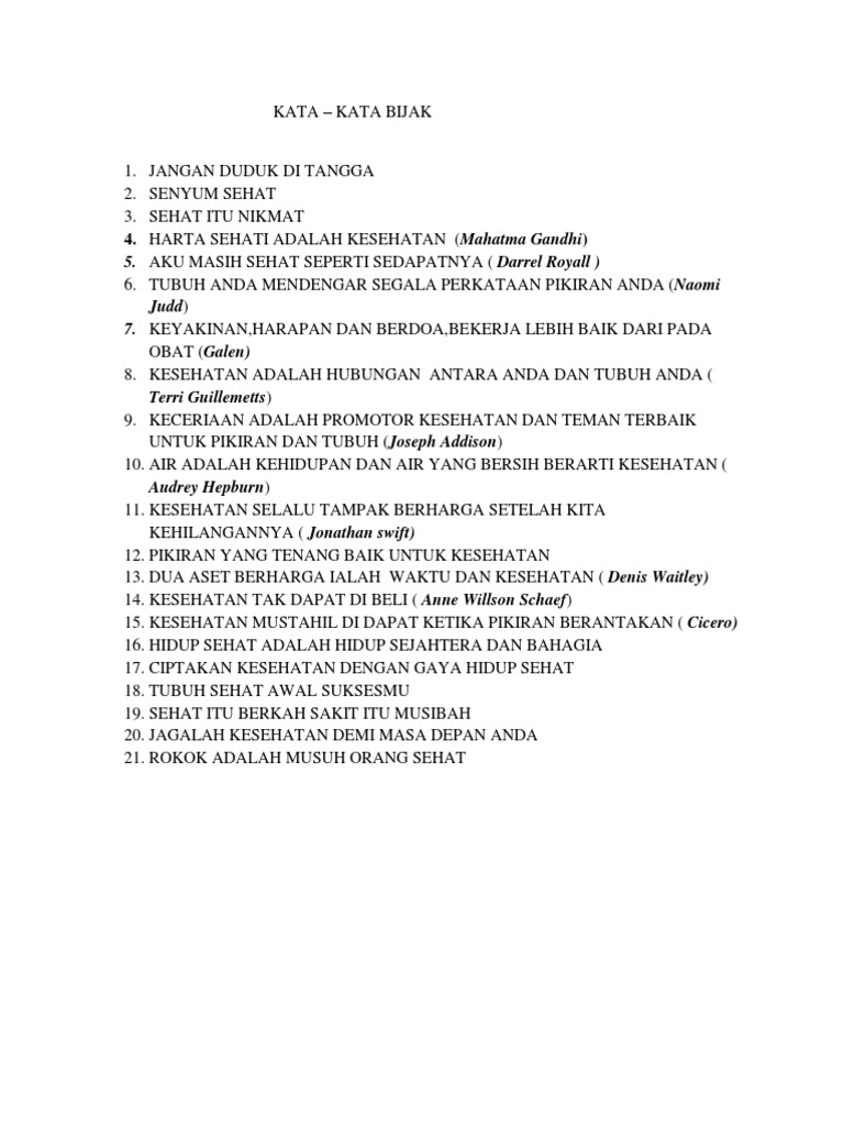 Kata Bijak Kesehatan | PDF