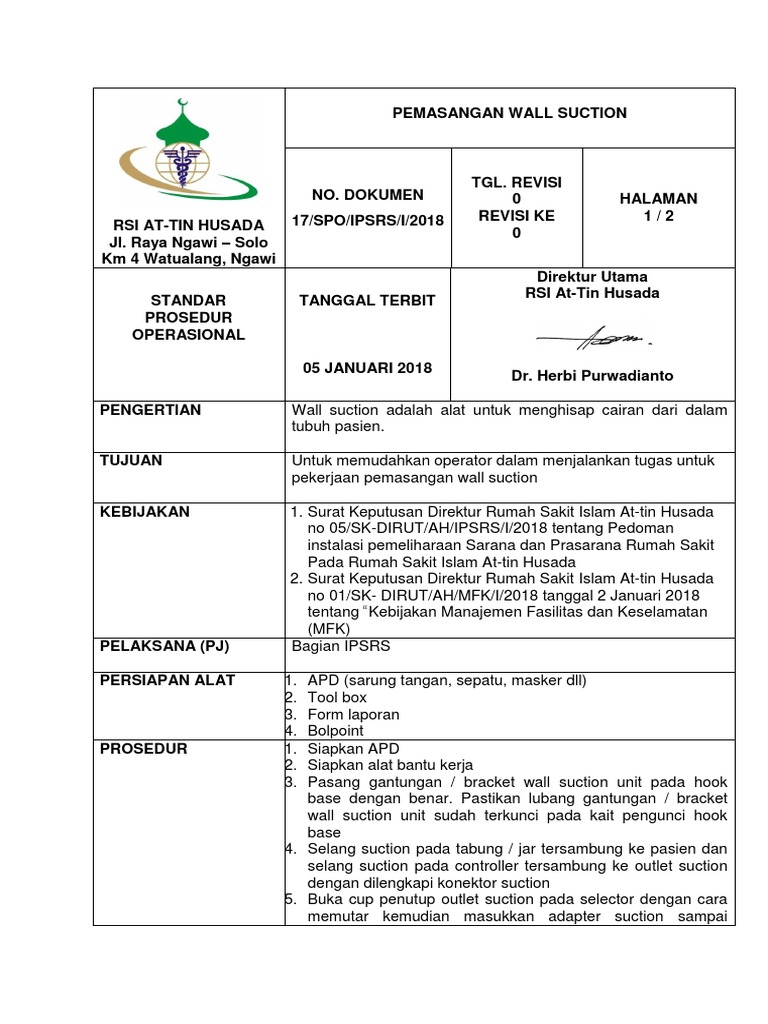 SOP Wall Suction | PDF