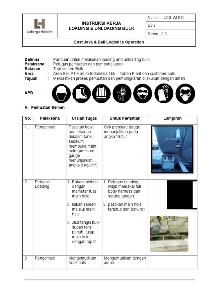 Instruksi Loading Unloading Bulk Truck | PDF