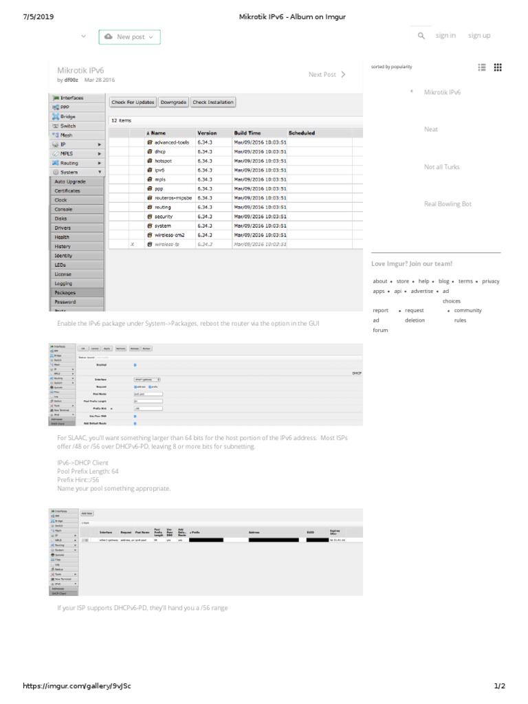 Mikrotik Ipv6 Setup Instructions | PDF | I Pv6 | Ip Address