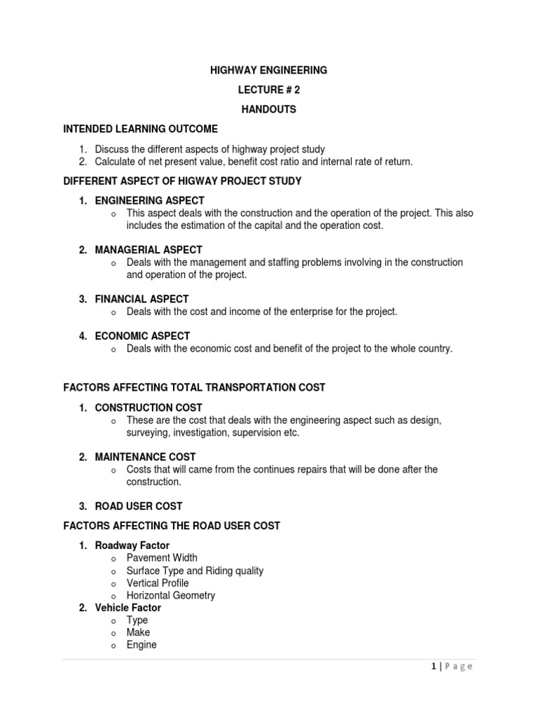 Highway Project Evaluation Methods | PDF | Net Present Value | Internal ...