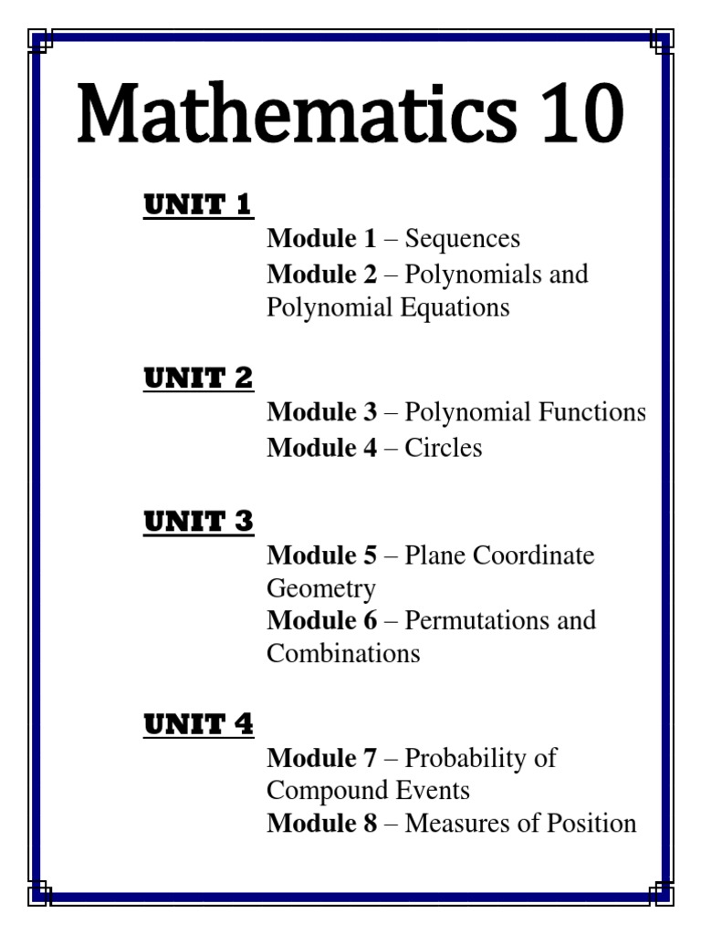 Mathematics 10: Unit 1 | PDF