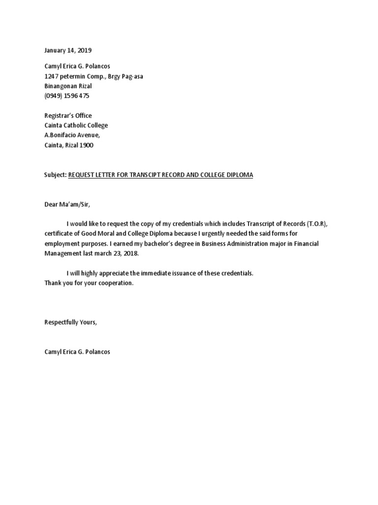 Request Letter | PDF | Titles | Academic Degree