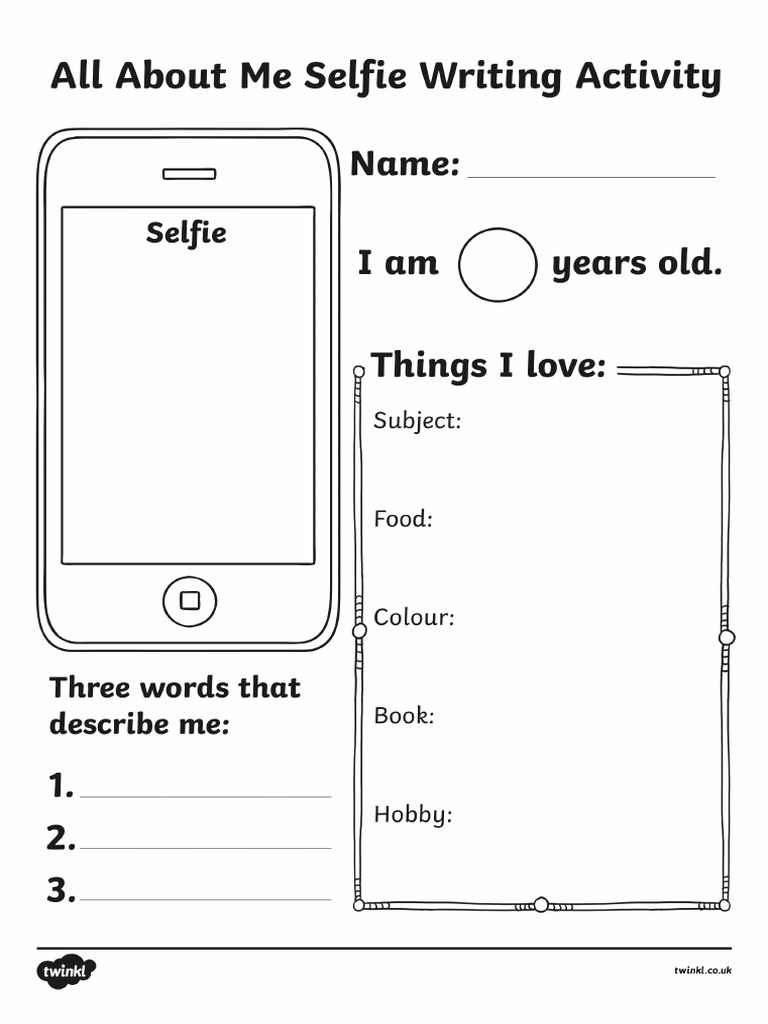 t2 T 349 All About Me Selfie Writing Activity Sheet | PDF
