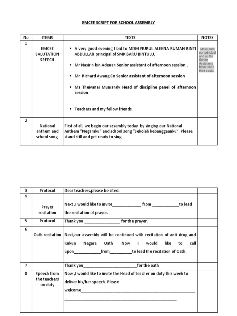 Emcee Script English | PDF