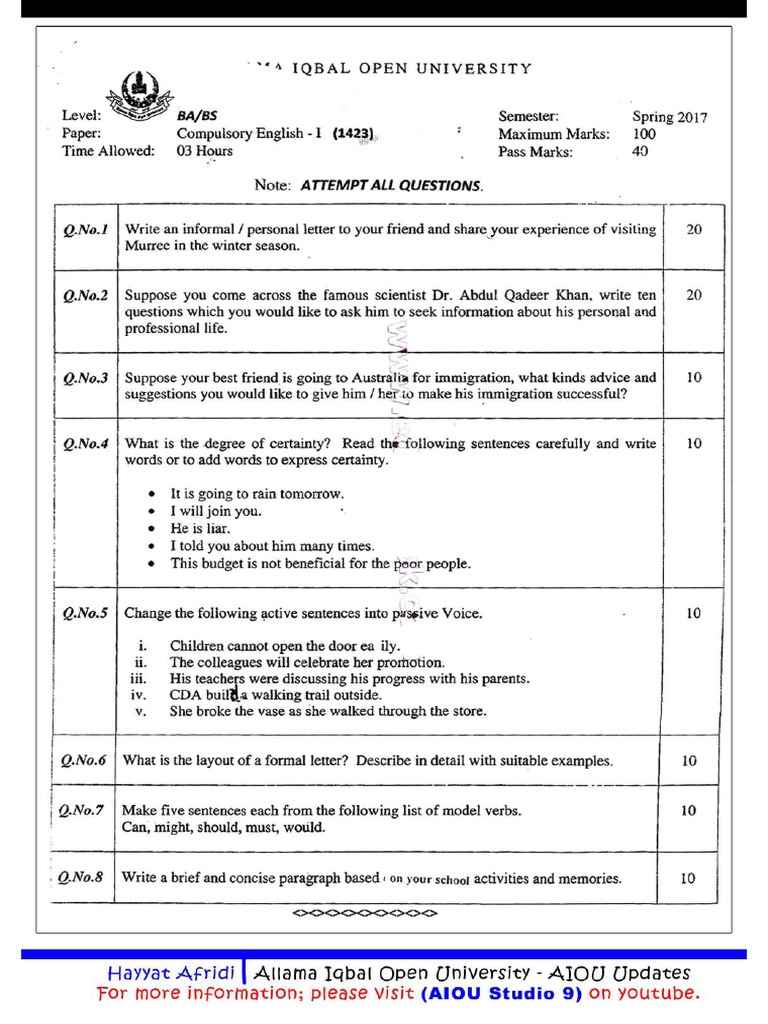 1423 Previous Papers | PDF
