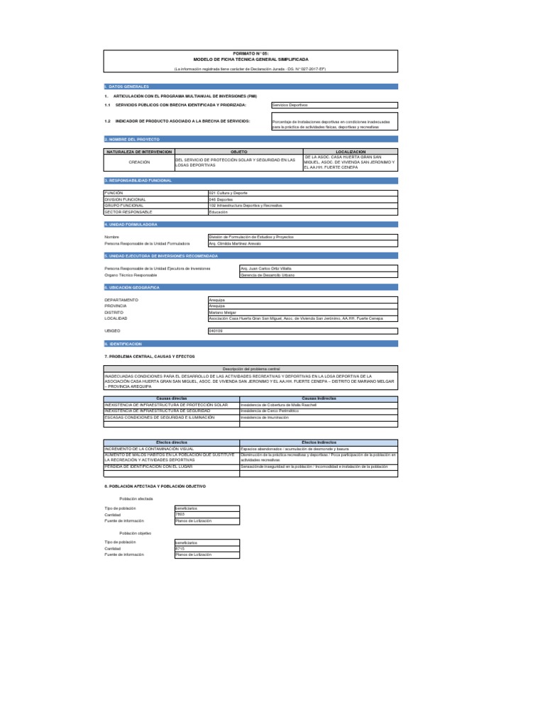 Ficha Tecnica - Modelo | PDF | Valor presente neto | Economias
