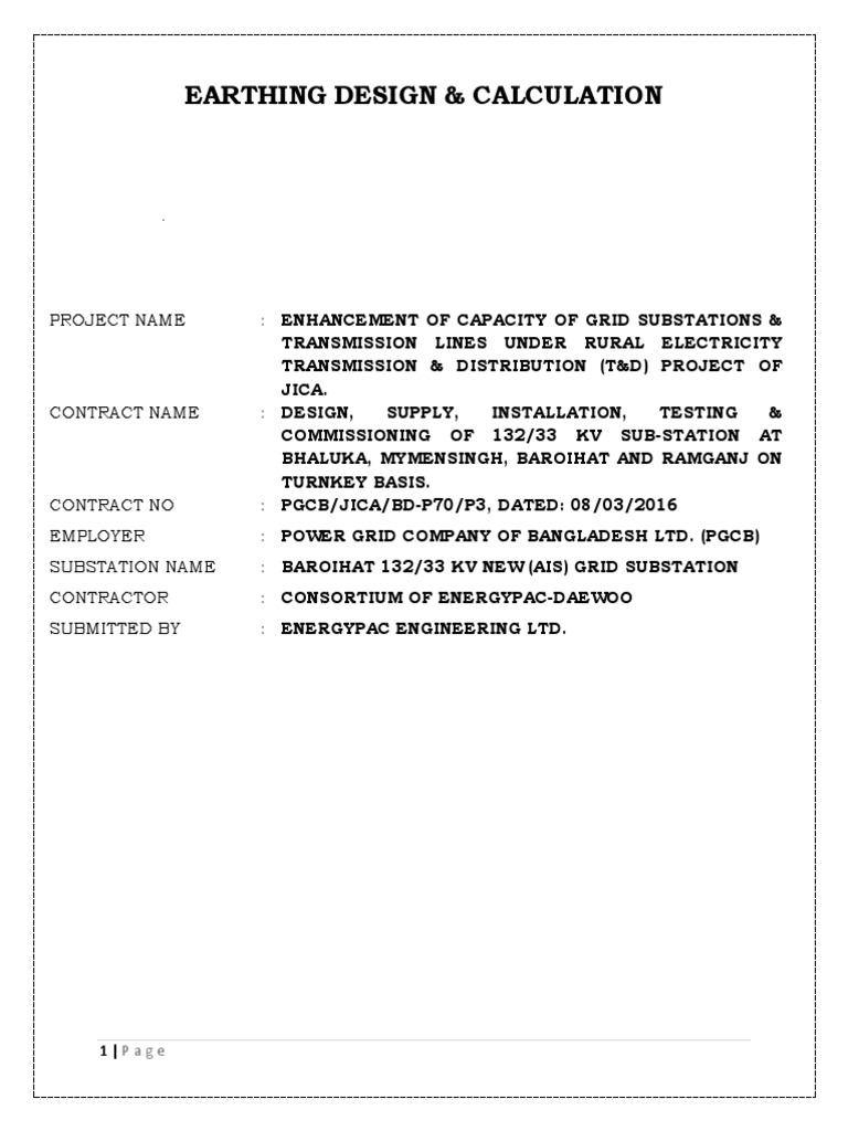 Earthing Design & Calculation | PDF | Electric Power Transmission ...