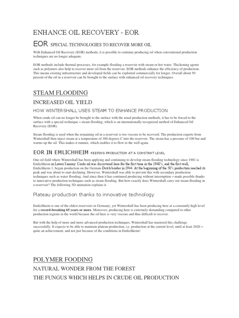Enhanced Oil Recovery Techniques Explained | PDF | Enhanced Oil ...