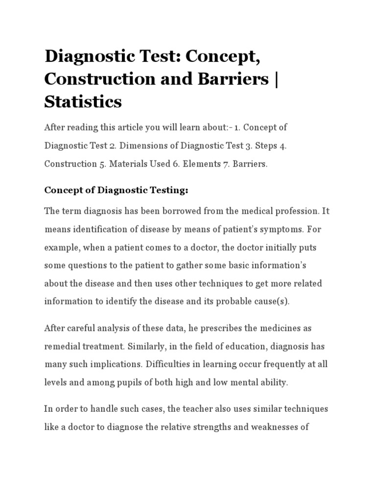 Diagnostic Test | PDF | Learning Disability | Medical Diagnosis