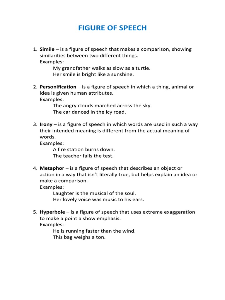 Figures of Speech Explained | PDF | Language Arts & Discipline ...