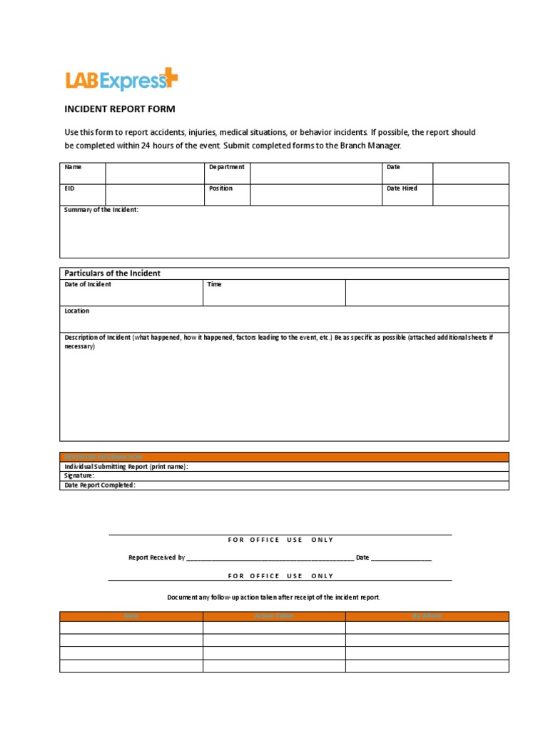 Incident Report Form: Particulars of The Incident | PDF