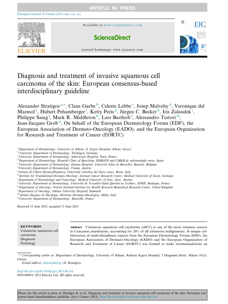 2015 Stratigos EurGuidelineSCC EJC PDF | PDF | Metastasis | Biopsy