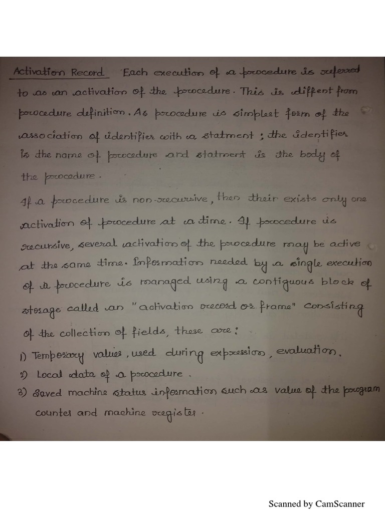 Activation Record | PDF