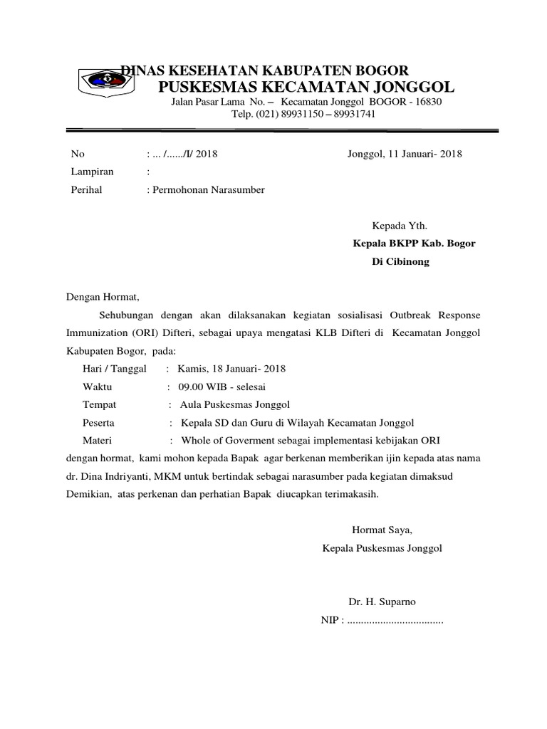 Konsep Surat Permohonan Narsum | PDF