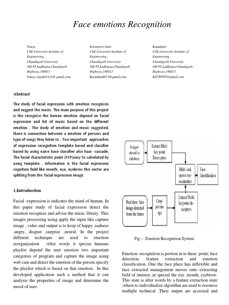 IEEE Report Face Emotions Recognition | PDF | Facial Expression | Emotions