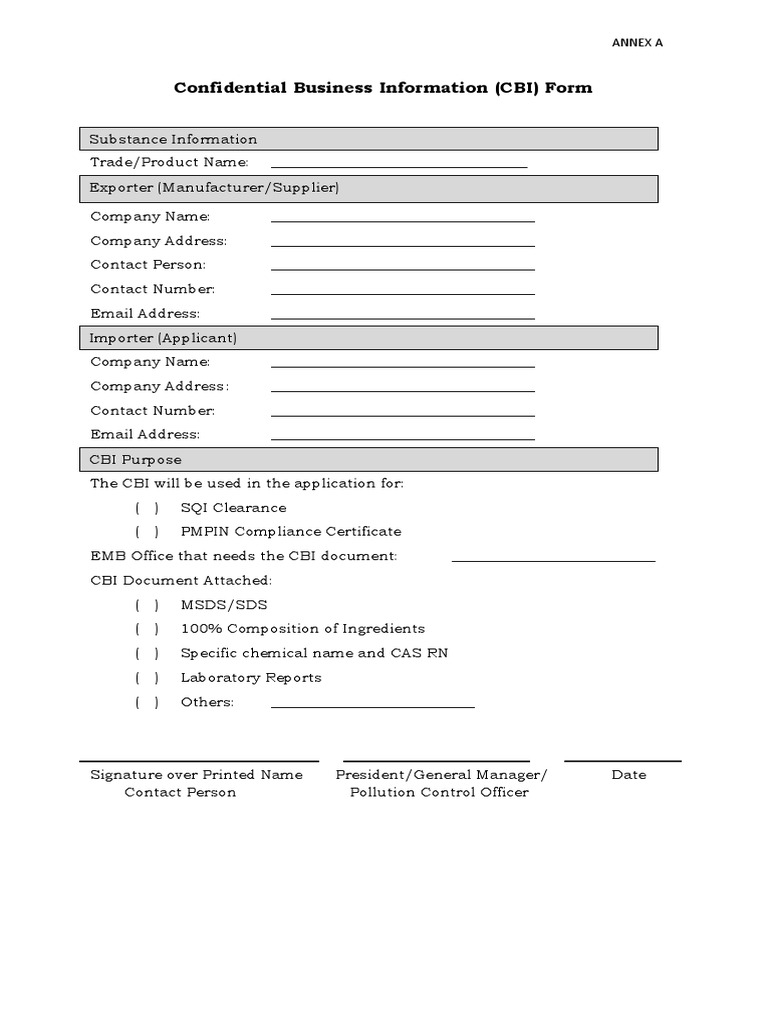 CBI Form | PDF
