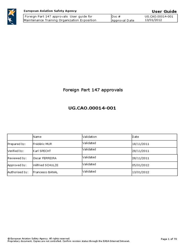 UG - CAO.00014 Foreign Part 147 Approvals User Guide For MTOE | PDF ...