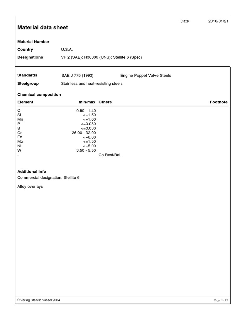 Key To Steel-Stellite 6 | PDF | Metals | Atoms