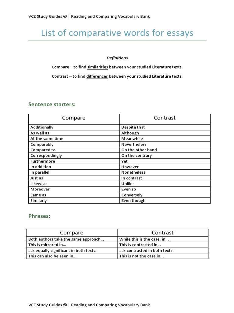 Comparative Words For Essay | PDF | Linguistics | Semiotics